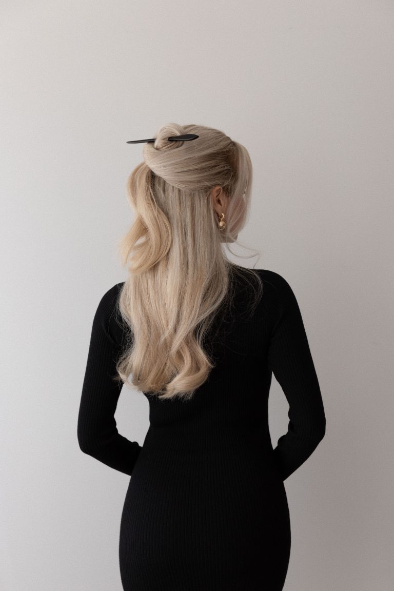 Easy Half Up Half Down Hair Stick Hairstyle - Alex Gaboury
